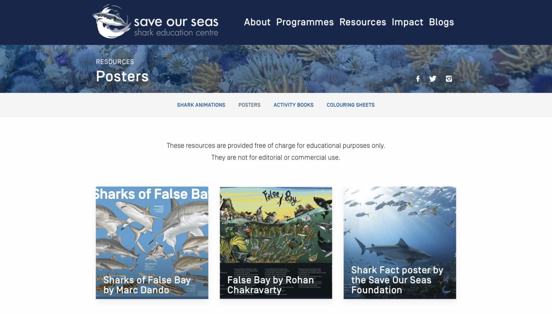 New Website Launch - SOSF Shark Education Centre